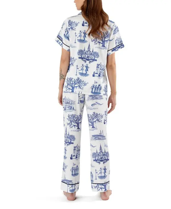 KATIE KIME New Orleans Toile Pajama Pants Set - Blue
