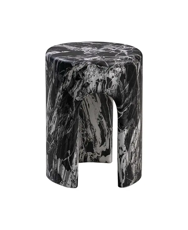 TOV FURNITURE Marisol Concrete Side Table - Black Marble