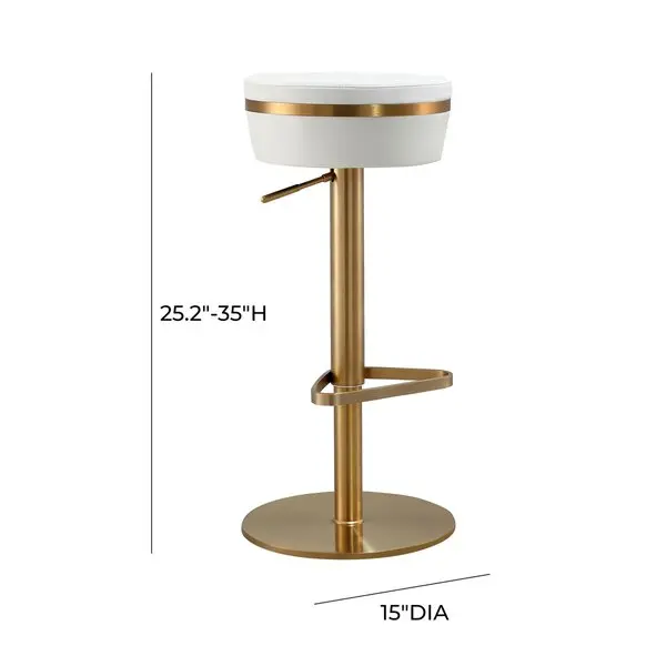 TOV FURNITURE Astro Performance Faux Leather Adjustable Stool - White