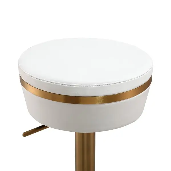 TOV FURNITURE Astro Performance Faux Leather Adjustable Stool - White