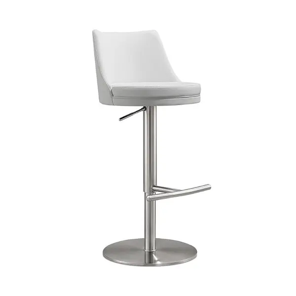 TOV FURNITURE Reagan Performance Faux Leather Adjustable Stool - White