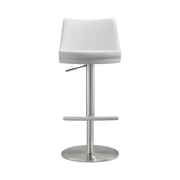 TOV FURNITURE Reagan Performance Faux Leather Adjustable Stool - White