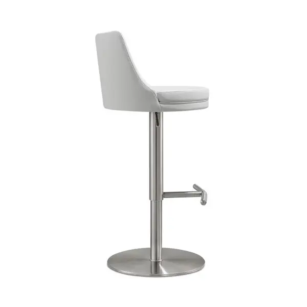 TOV FURNITURE Reagan Performance Faux Leather Adjustable Stool - White