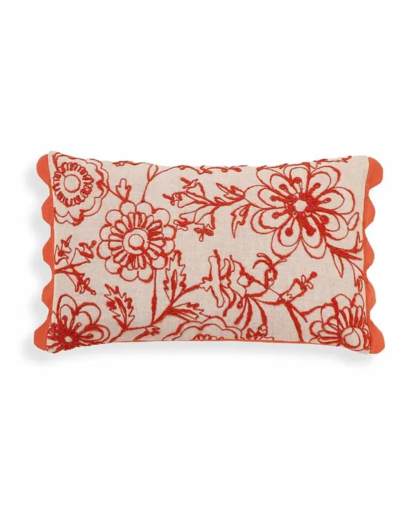 TOV FURNITURE Portia Embroidered Cotton Flex 20 X 12 Inch Accent Cushion - Orange