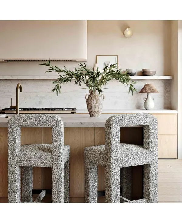 TOV FURNITURE Hazel Boucle Counter Stool - Grey