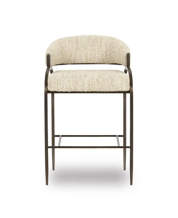 TOV FURNITURE Tatum Performance Faux Leather Counter Stool - Taupe