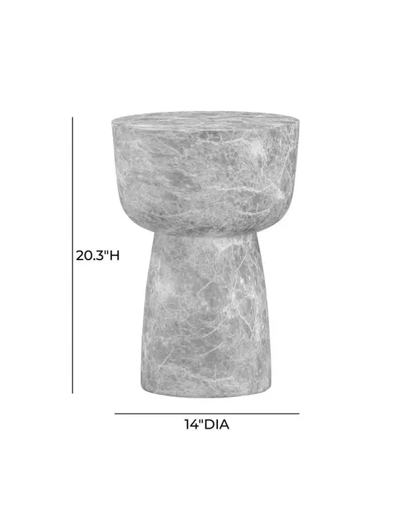 TOV FURNITURE Charra Marble Indoor/outdoor Side Table - Grey