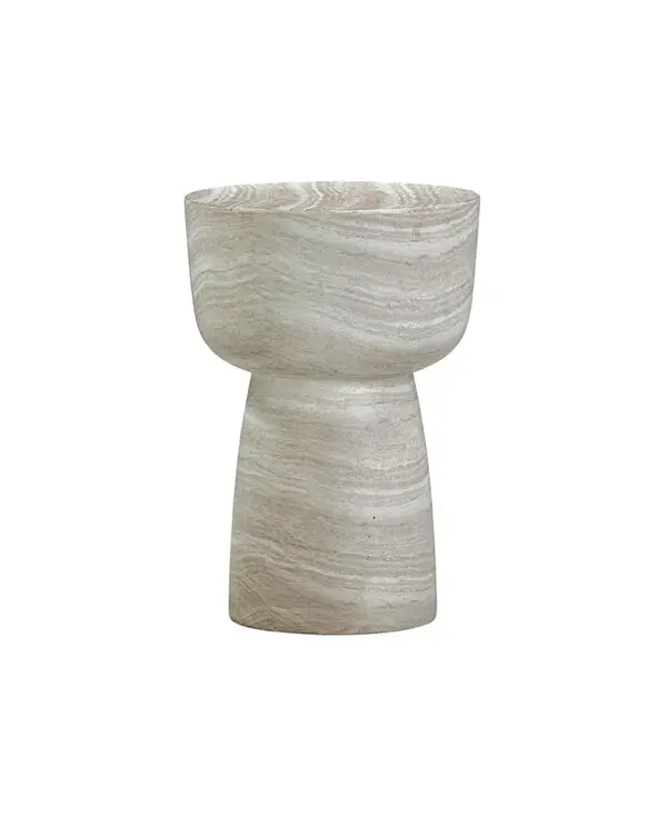 TOV FURNITURE Charra Marble Indoor/outdoor Side Table - Light Beige