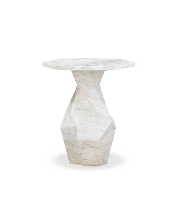 TOV FURNITURE Esme Faux Marble Indoor/outdoor Round Side Table - White