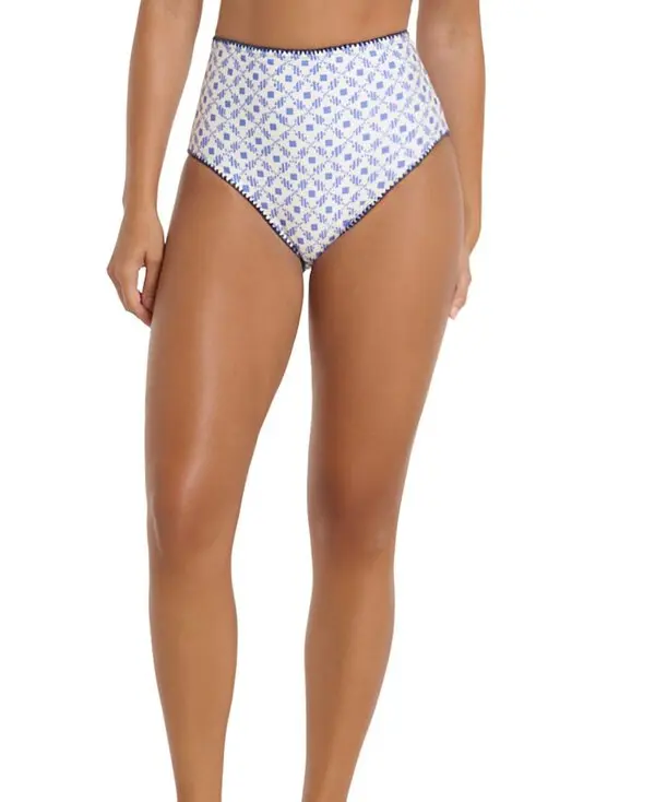 HERMOZA Mackenzie High Waisted Bikini Bottom - Santorini Dots