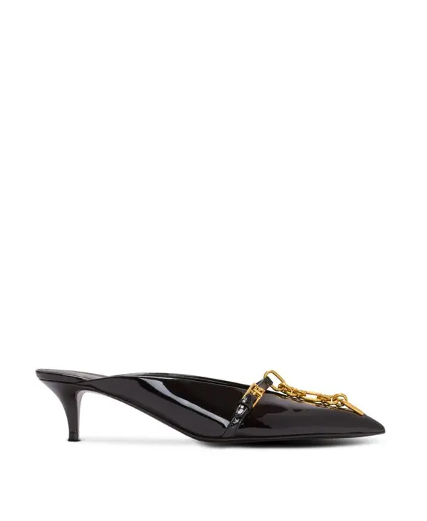 Balmain Patent Leather Mules - Black