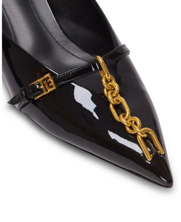 Balmain Patent Leather Mules - Black