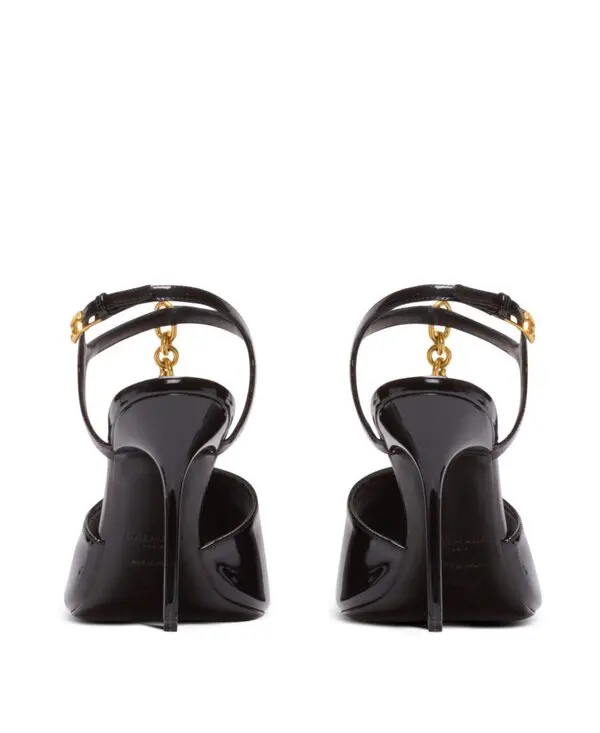 Balmain Patent Leather High Heel Sandals - Black