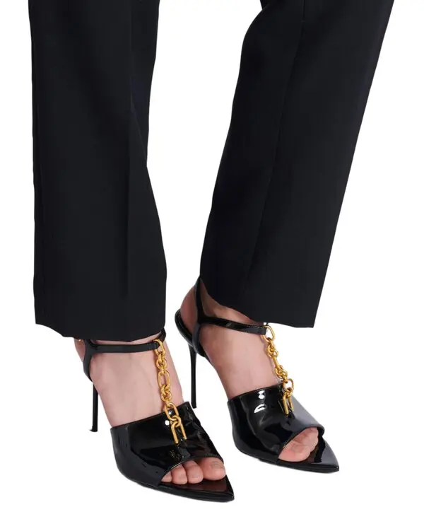 Balmain Patent Leather High Heel Sandals - Black