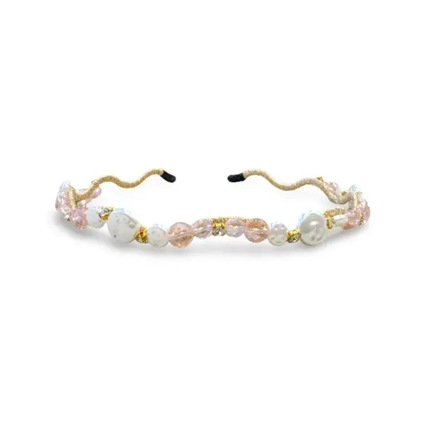 HEADBANDS OF HOPE Wavy Oyster Pearl Headband - Pink