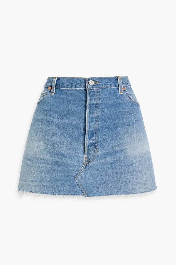 RE/DONE WITH LEVI'S Frayed Denim Mini Skirt