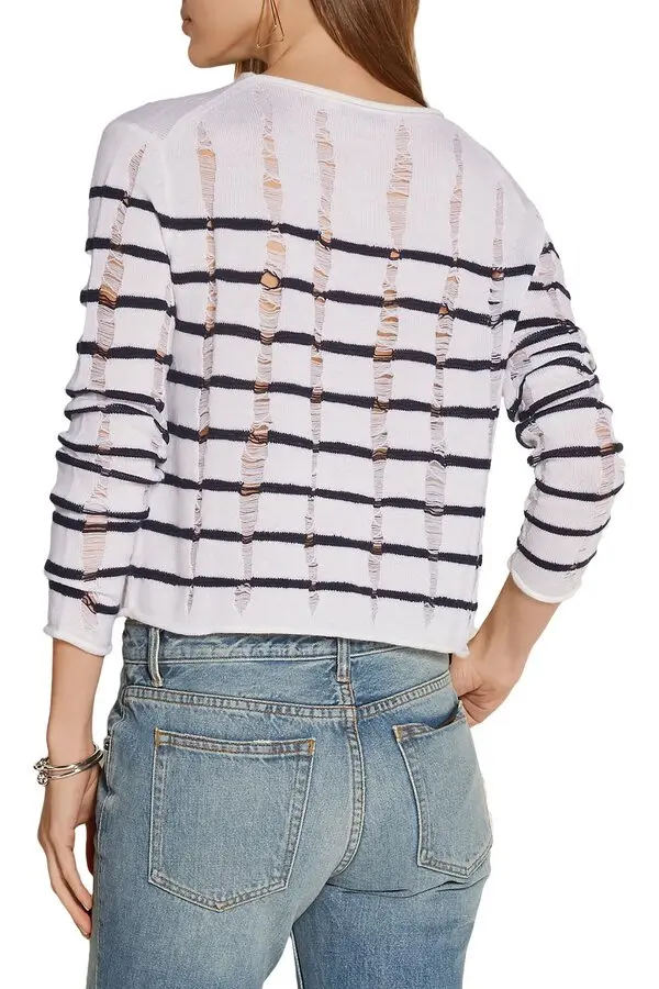 Alexander Wang Striped Open-knit Merino Wool Sweater