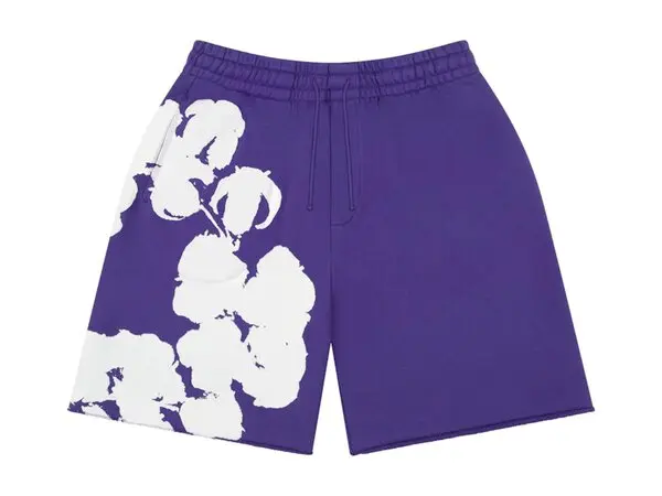 DENIM TEARS Big Cotton Wreath Sweat Shorts - Purple