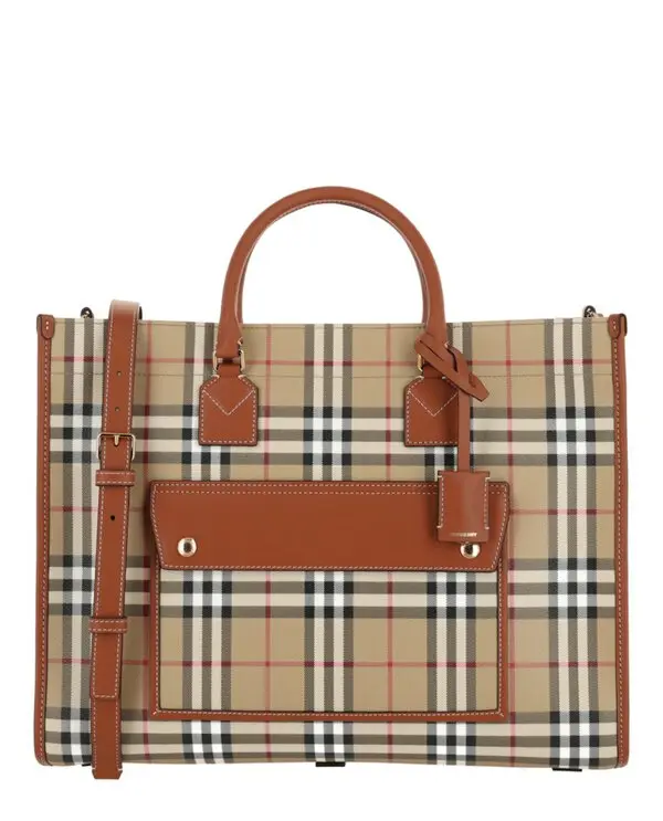 Burberry Medium Freya Tote - Vintage Check Briar Brown