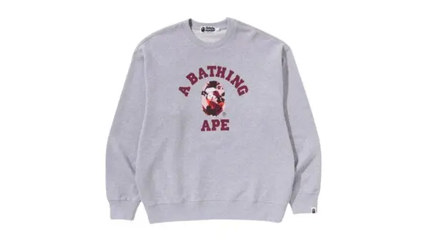 A BATHING APE Map Camo College Relax Fit Crewneck Sweatshirt