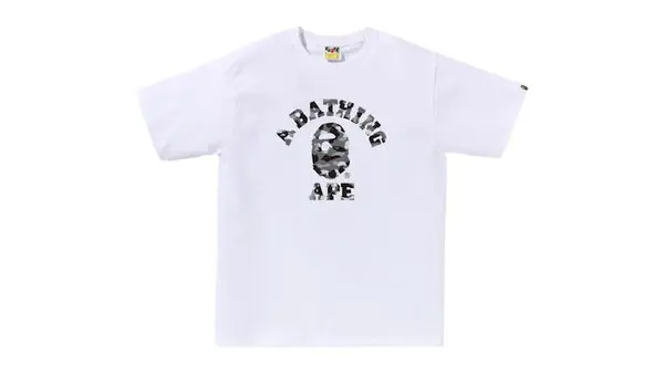 A BATHING APE 1st Camo College Tee Shirt Tee Shirt - White/grey