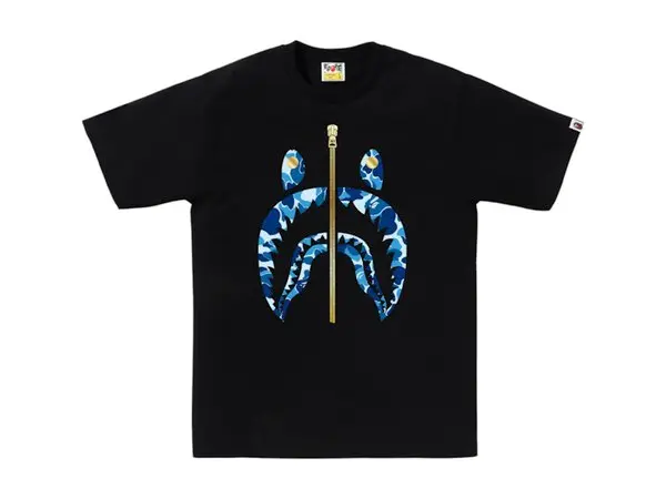 A BATHING APE Abc Camo Shark Tee Shirt - Black/blue