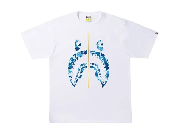 A BATHING APE Abc Camo Shark Tee Shirt - White/blue