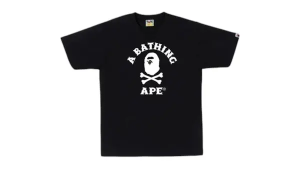 A BATHING APE Ape Crossbone College Tee Shirt - Black
