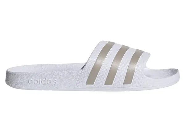 Adidas Adilette Aqua Slides - Cloud White/platinum Metallic