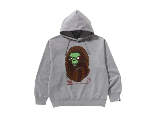 A BATHING APE Horror Mad Face Pullover Hoodie - Gray