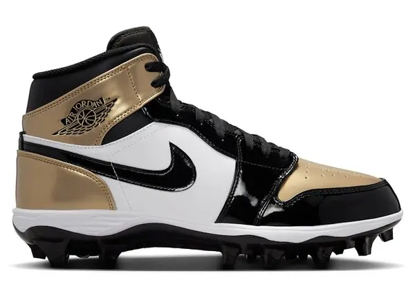 JORDAN 1 Mid Td Cleat Gold Toe - Metallic Gold/white/black