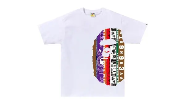 A BATHING APE Fans Scarf Side Big Ape Head Tee Shirt - White
