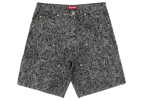 Supreme Handwriting Double Knee Denim Short
