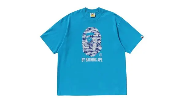 A BATHING APE Palm Tree Camo Bathing Ape Relaxed Fit Tee Shirt - Blue