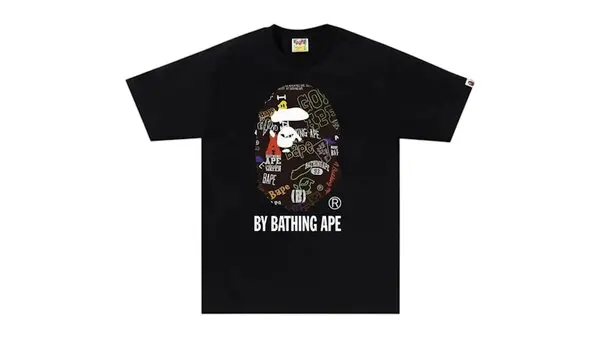 A BATHING APE Hand Draw Pattern Bathing Ape Tee Shirt - Black
