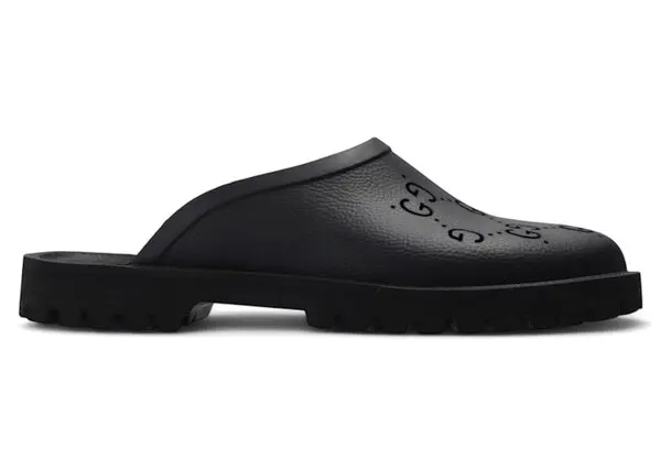 Gucci Cut Out Monogram Slip-on Sandal - Black
