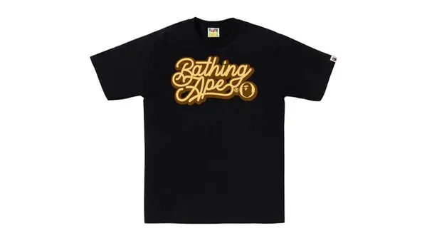 A BATHING APE Bathing Ape Script Logo Tee Shirt - Black/brown