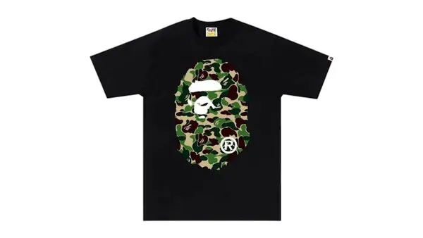 A BATHING APE Abc Camo Big Ape Head Tee Shirt - Black/green