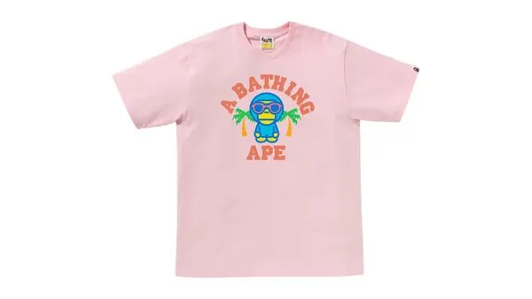 A BATHING APE Colors Milo College Summer Tee Shirt - Pink
