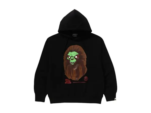 BAPE A Bathing Ape Horror Mad Face Pullover Hoodie - Black