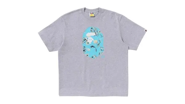 A BATHING APE Vacation Pattern Ape Head Relaxed Fit Tee Shirt - Gray
