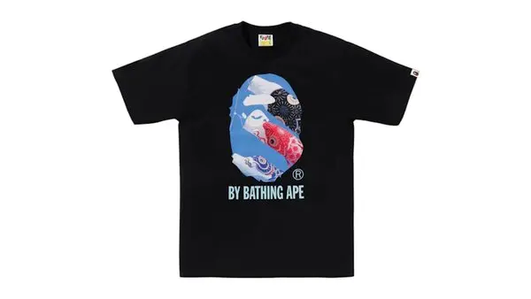 A BATHING APE Carp Photo Bathing Ape Tee Shirt - Black