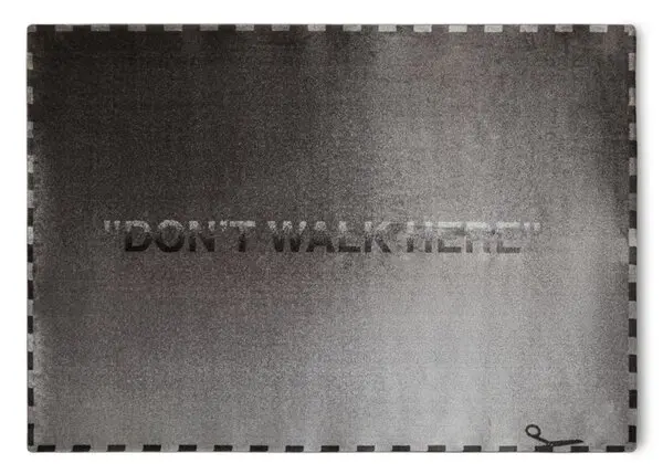 Off-White Don't Walk Here Sissor Cut Boarder Rug Grey - Multicolor