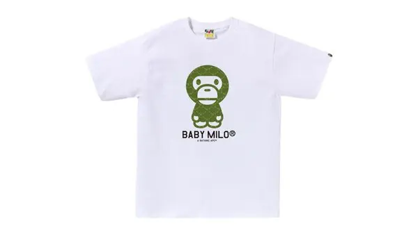 A BATHING APE College Monogram Baby Milo Tee Shirt - White/green
