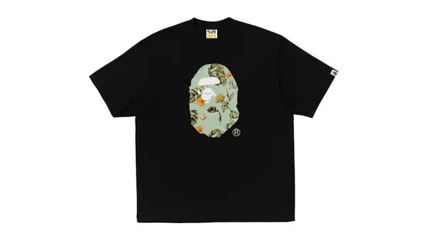 A BATHING APE Vacation Pattern Ape Head Relaxed Fit Tee Shirt - Black