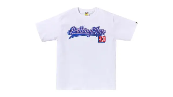 A BATHING APE Baseball Logo Tee Shirt - White/blue