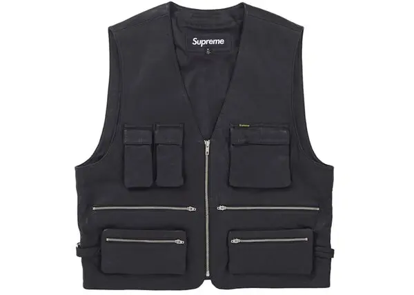 Supreme Leather Cargo Vest - Black