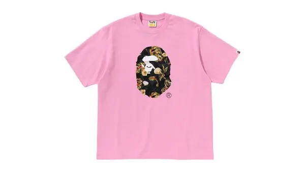A BATHING APE Vacation Pattern Ape Head Relaxed Fit Tee Shirt - Pink