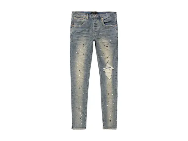 PURPLE BRAND Mid-rise Destroy Paint Jeans - Blue