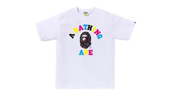 A BATHING APE Neon Camo College Tee Shirt - White